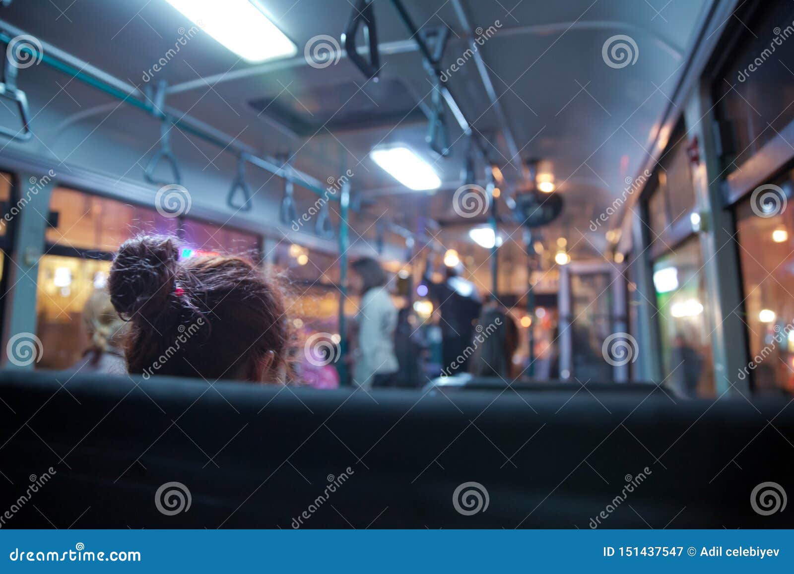 People in Old Public Bus, View from Inside the Bus . People Sitting on ...