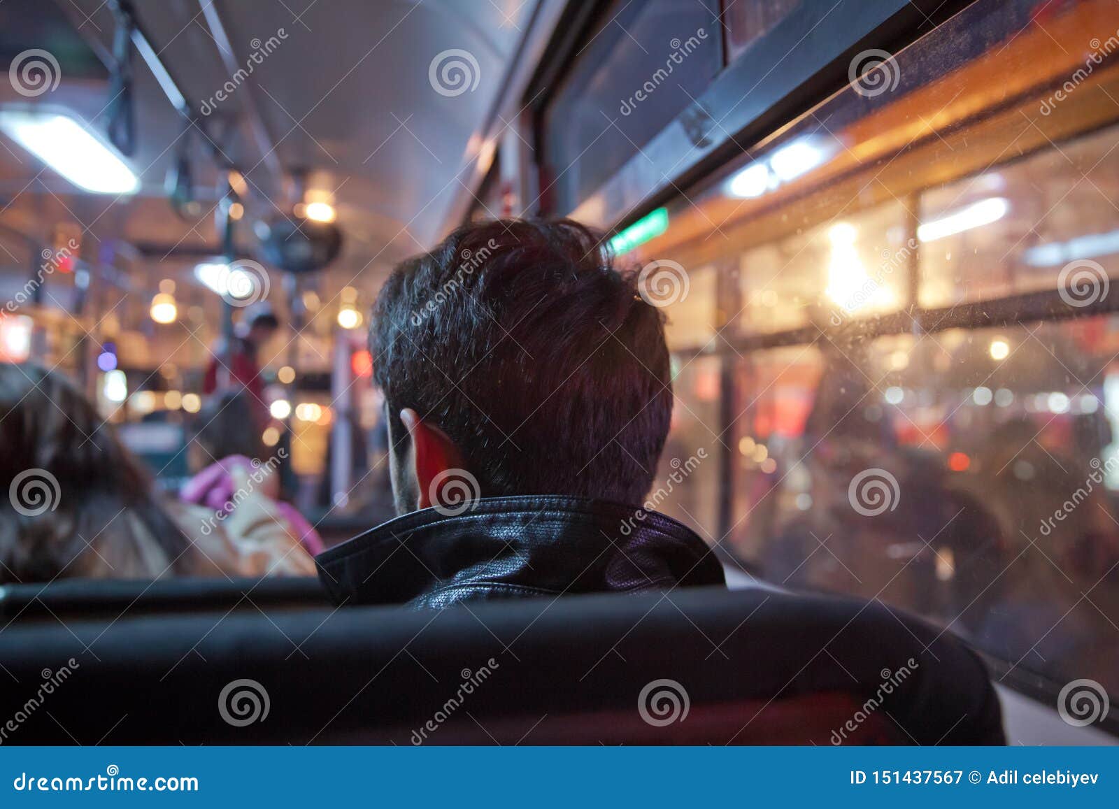 People in Old Public Bus, View from Inside the Bus . People Sitting on ...