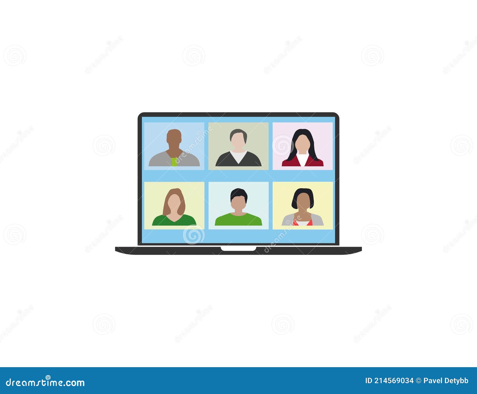 People on a Online Meeting or Conference. Vector Illustration Stock ...