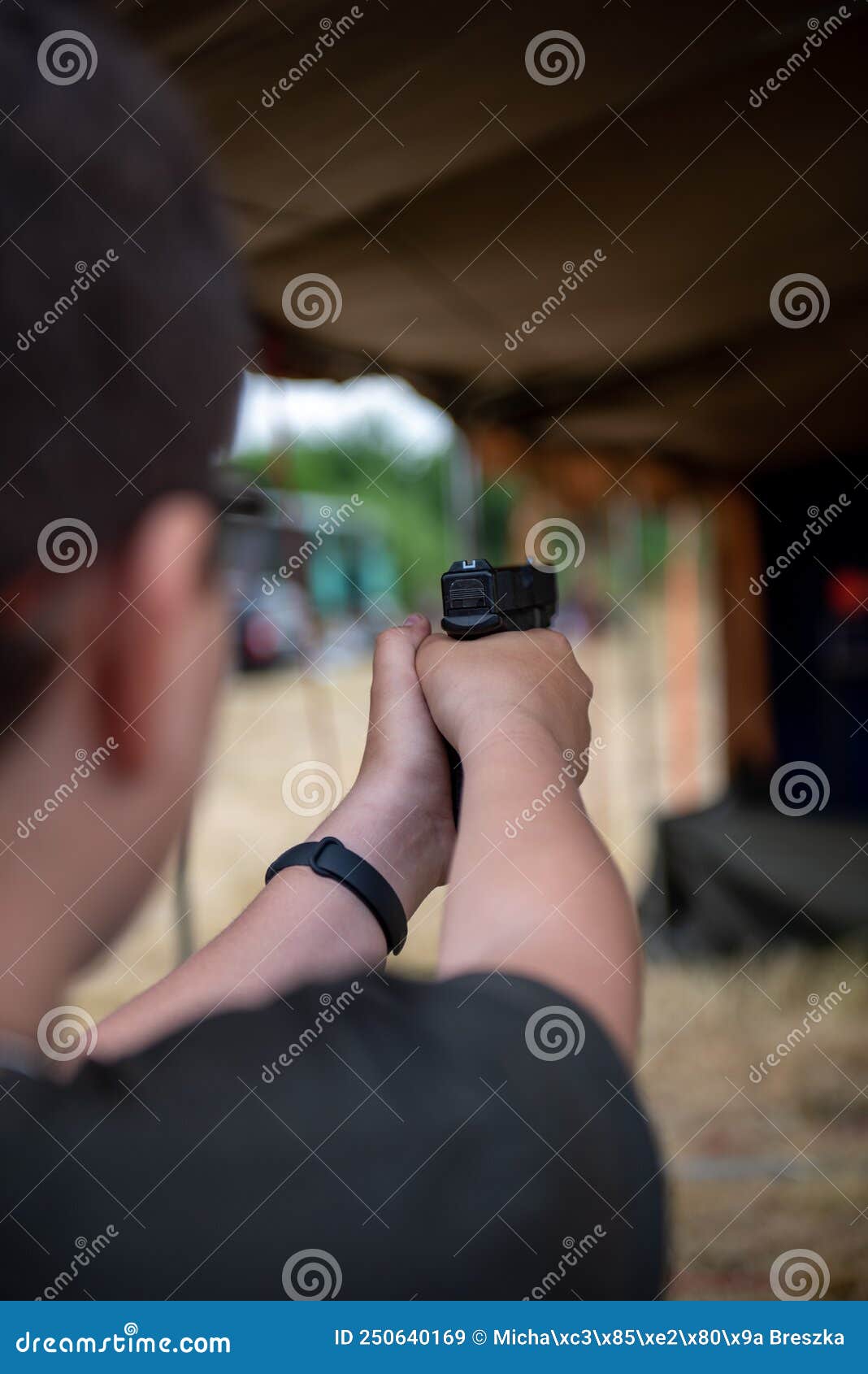 People on Open Shooting Range Standing in the Meadow Stock Image ...