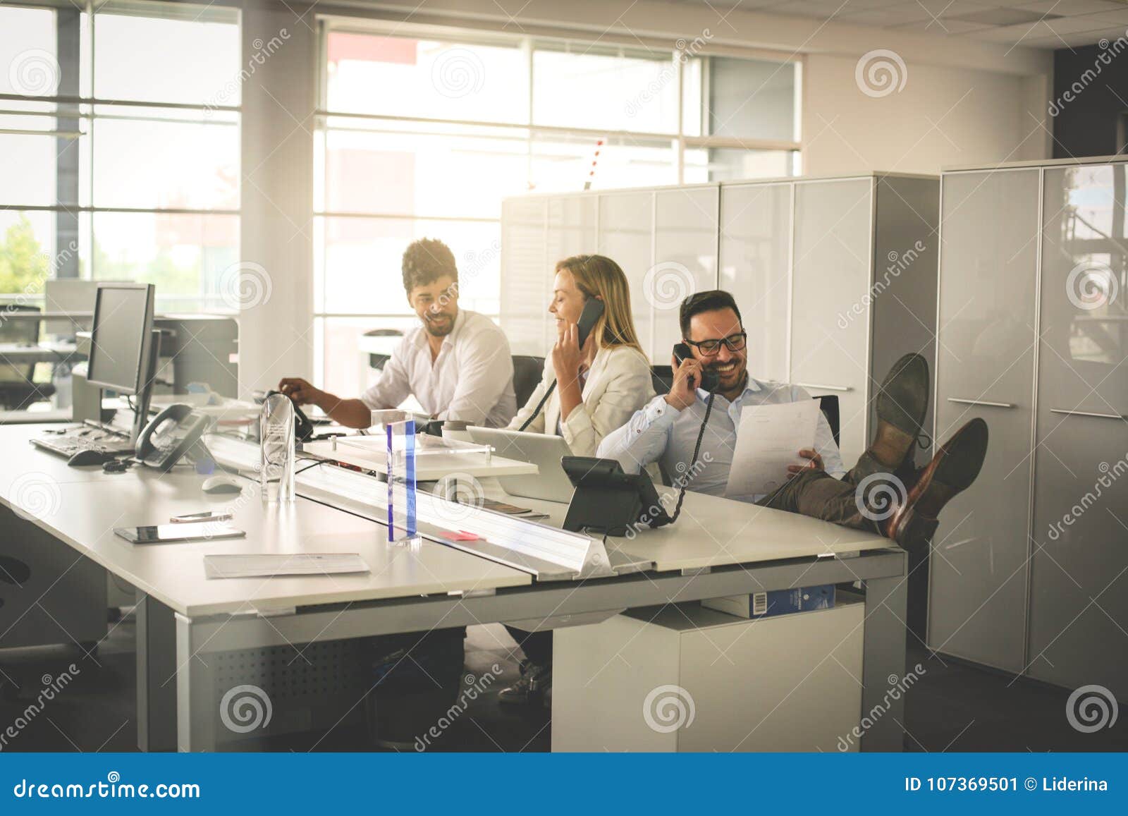 People in Operations Center Talking on Landline Phone. Operator Stock ...