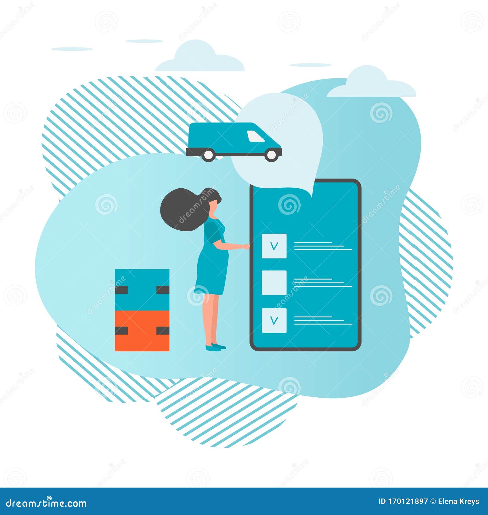 People Order Smart Phone App Freight Service Stock Vector ...