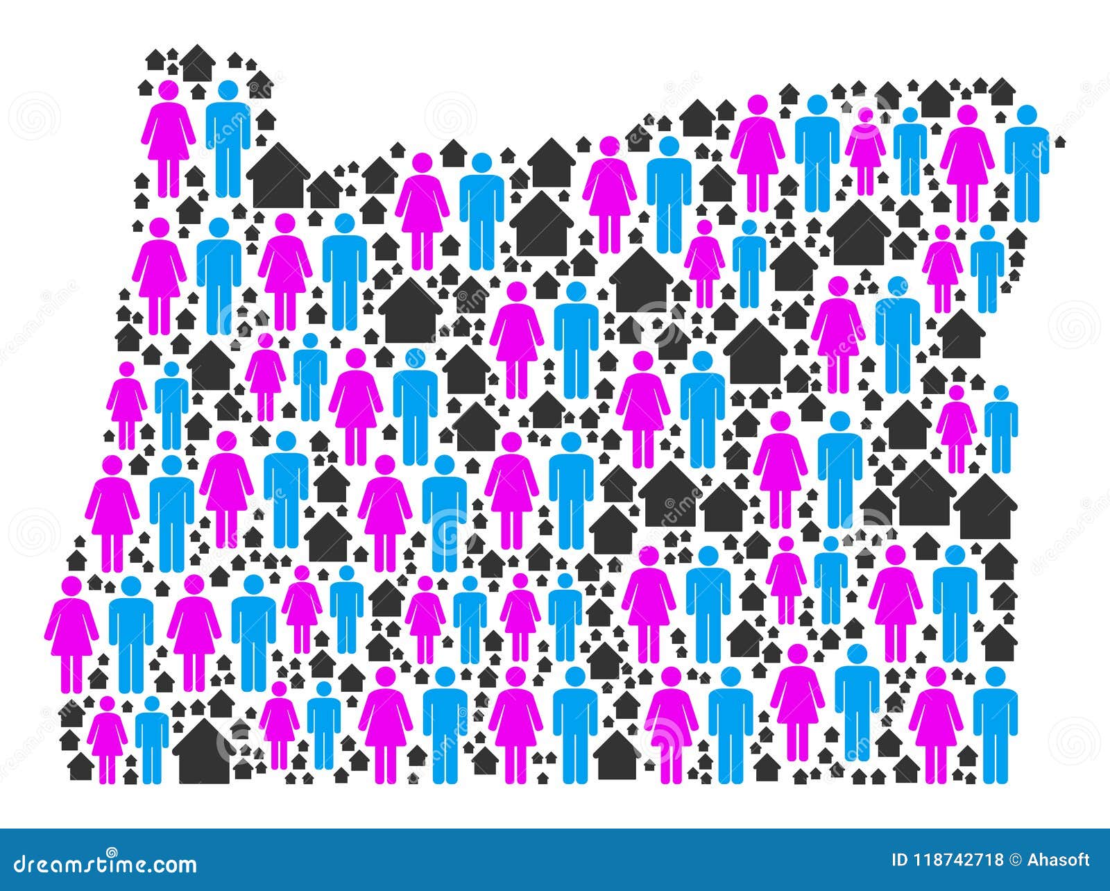 People Oregon State Map stock vector. Illustration of crowd - 118742718