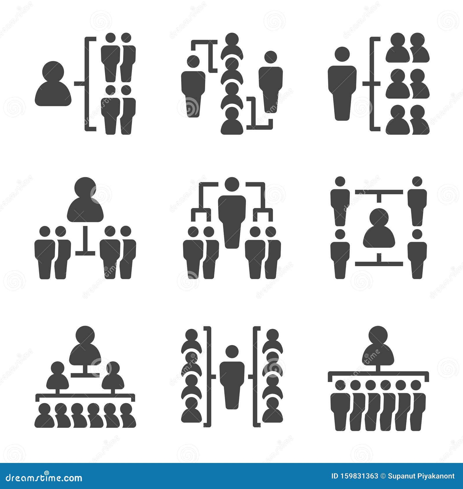 People Organization Icon Set Stock Vector - Illustration of corporate ...