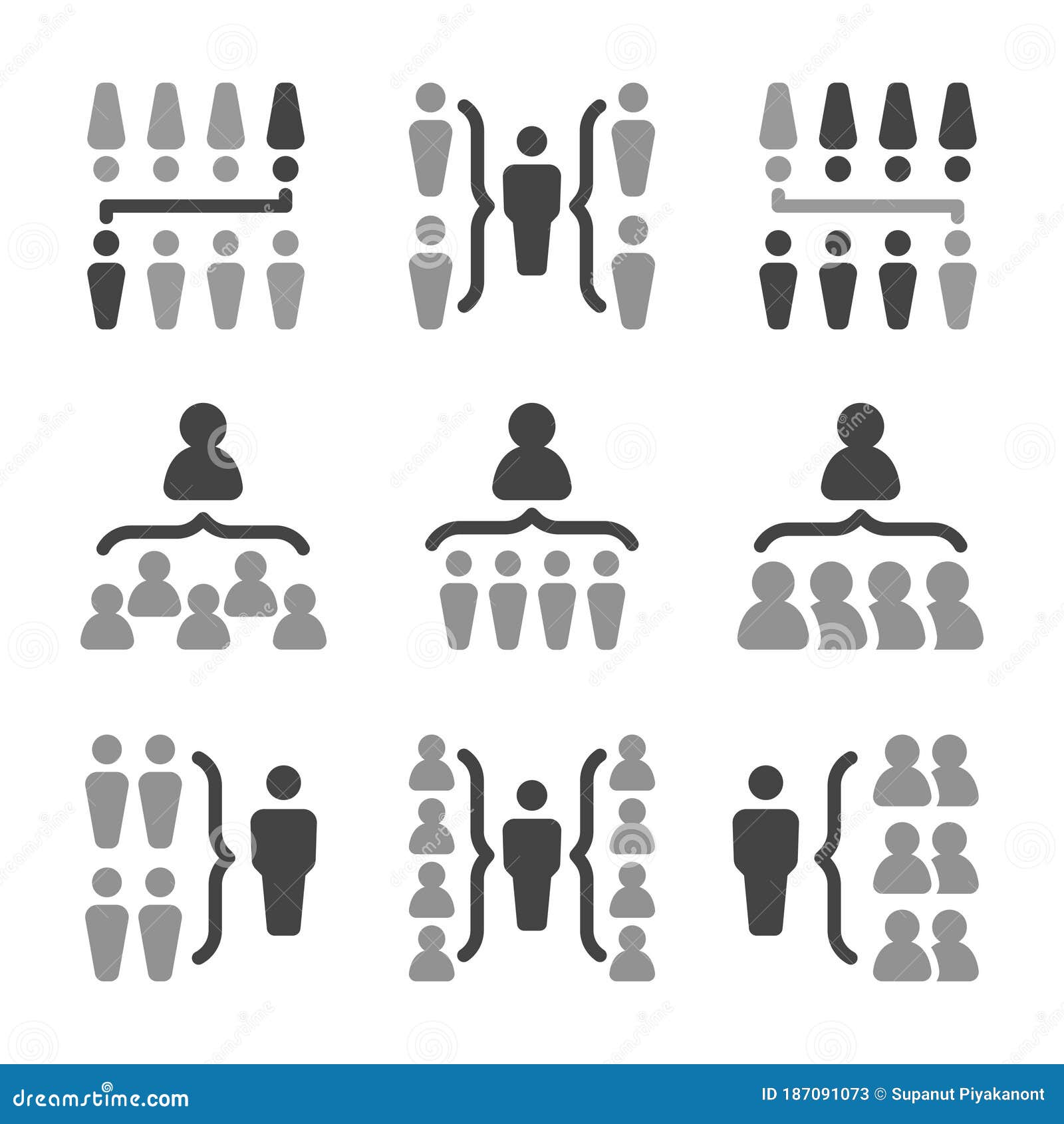 People Organization Icon Set Stock Vector - Illustration of manager ...