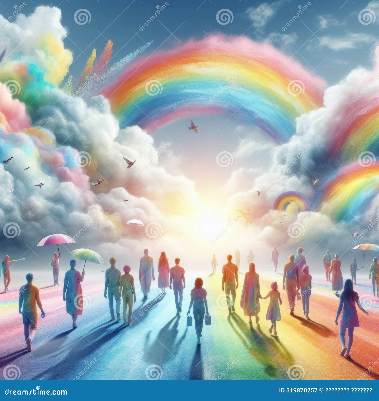 People Painted in the Colors of the Rainbow on the Background of the Rainbow Itself Stock ...