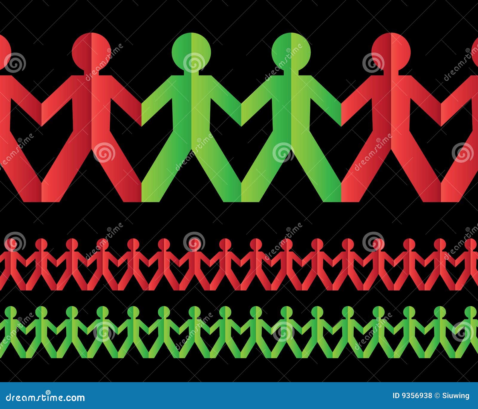 Cut Out Paper Chain Female Figures In Shades Of Orange And Yellow ...