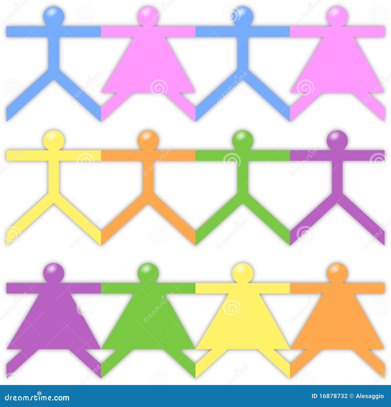 People Paper Friend Chain in White Background Stock Vector ...