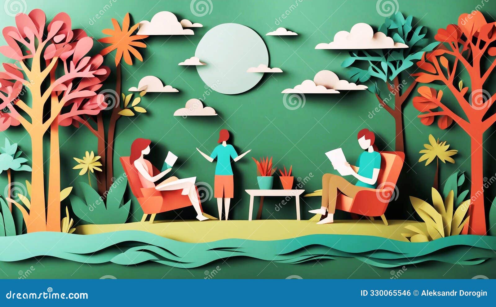 People in Paper Style Relax and Walk Stock Photo - Image of people ...