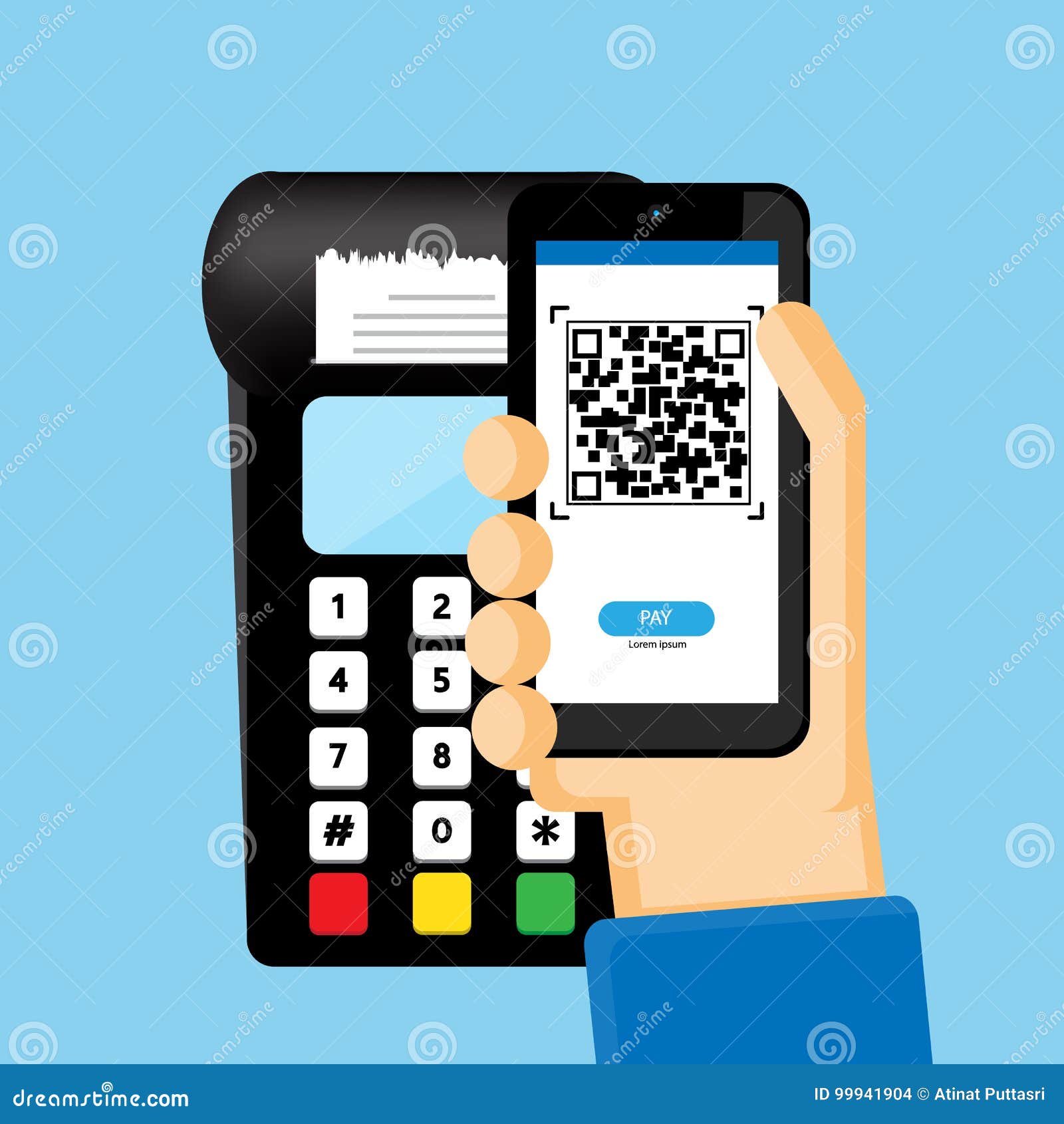 People Pay with QR Code on Mobile Stock Vector - Illustration of ...