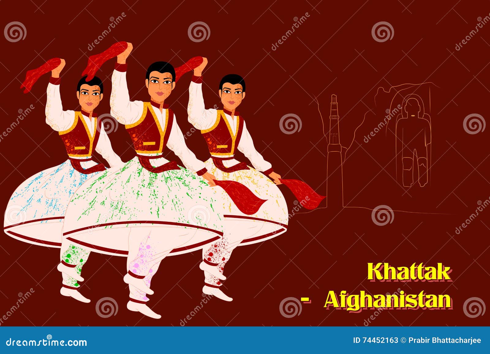 People Performing Khattak Dance of Afghanistan Stock Vector ...