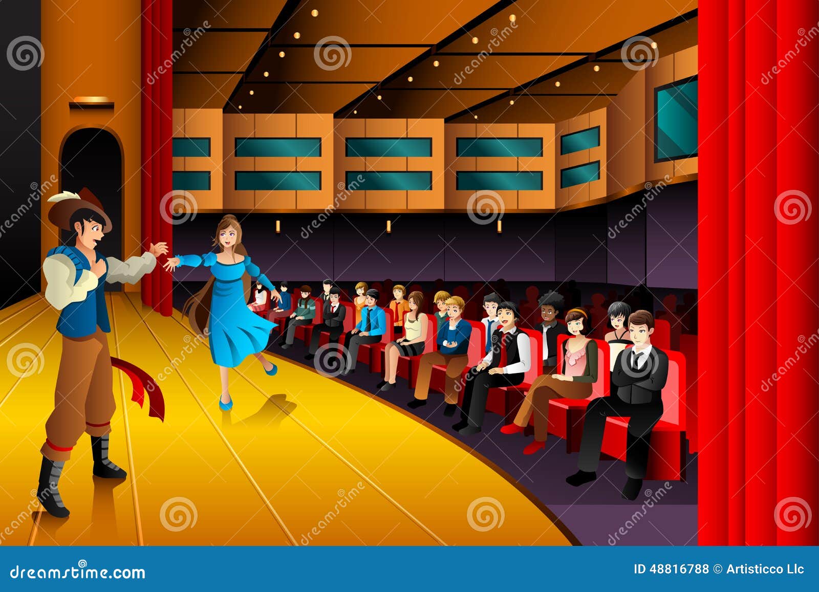 People Performing on a Stage Stock Vector - Illustration of acting ...