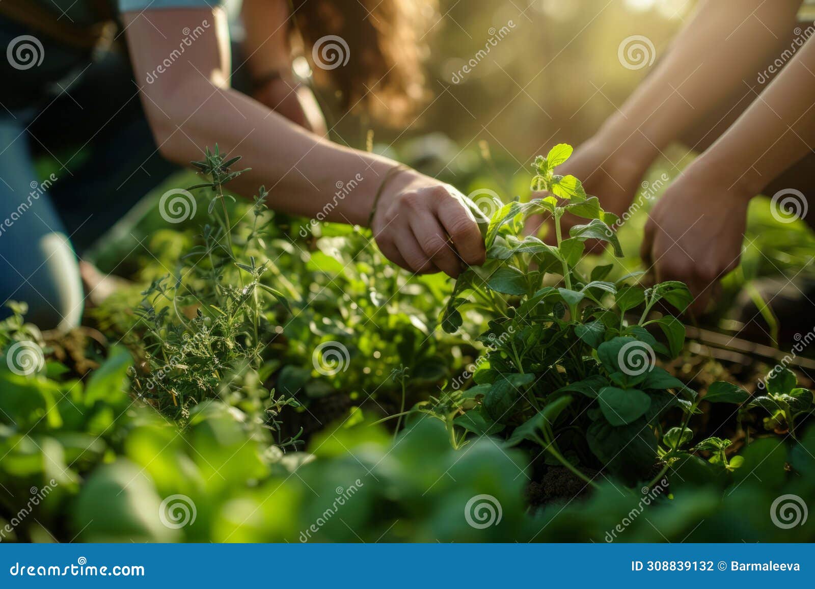 People Picking Herbs or Veggies from a Garden. Generative AI Stock ...