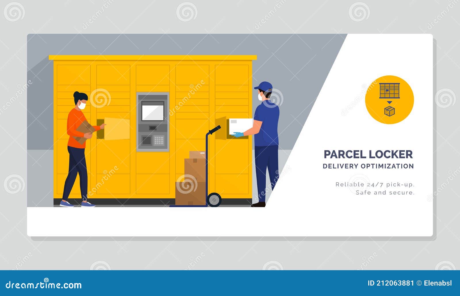 People Picking Up Boxes in the Parcel Delivery Locker Stock Vector ...