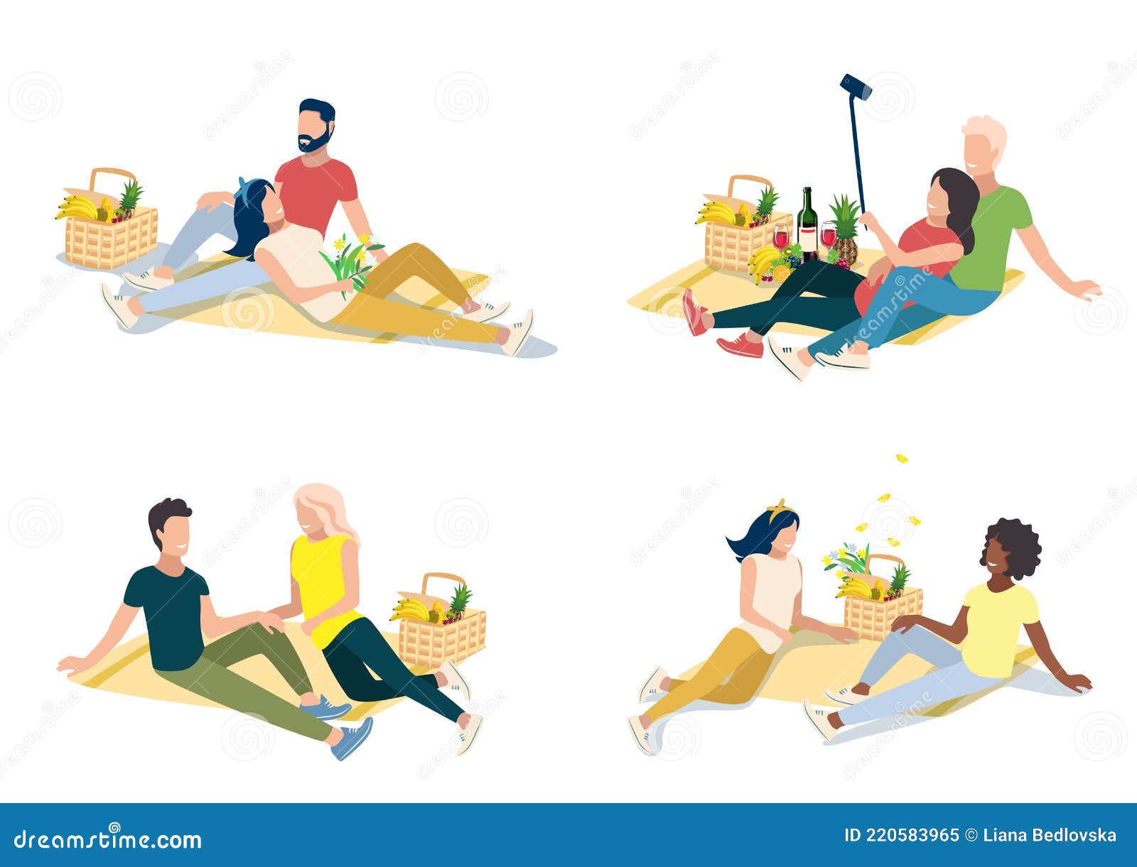 Happy couple on a picnic stock vector. Illustration of happiness ...