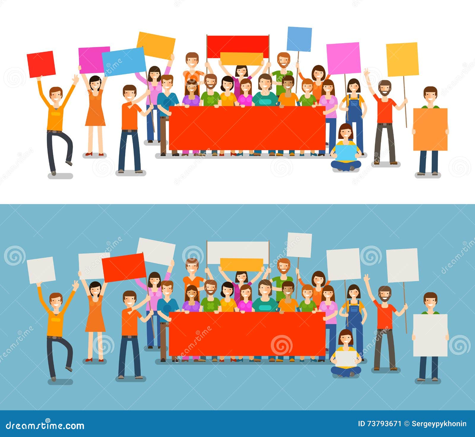 People with Placards on Demonstration. Stock Vector - Illustration of ...