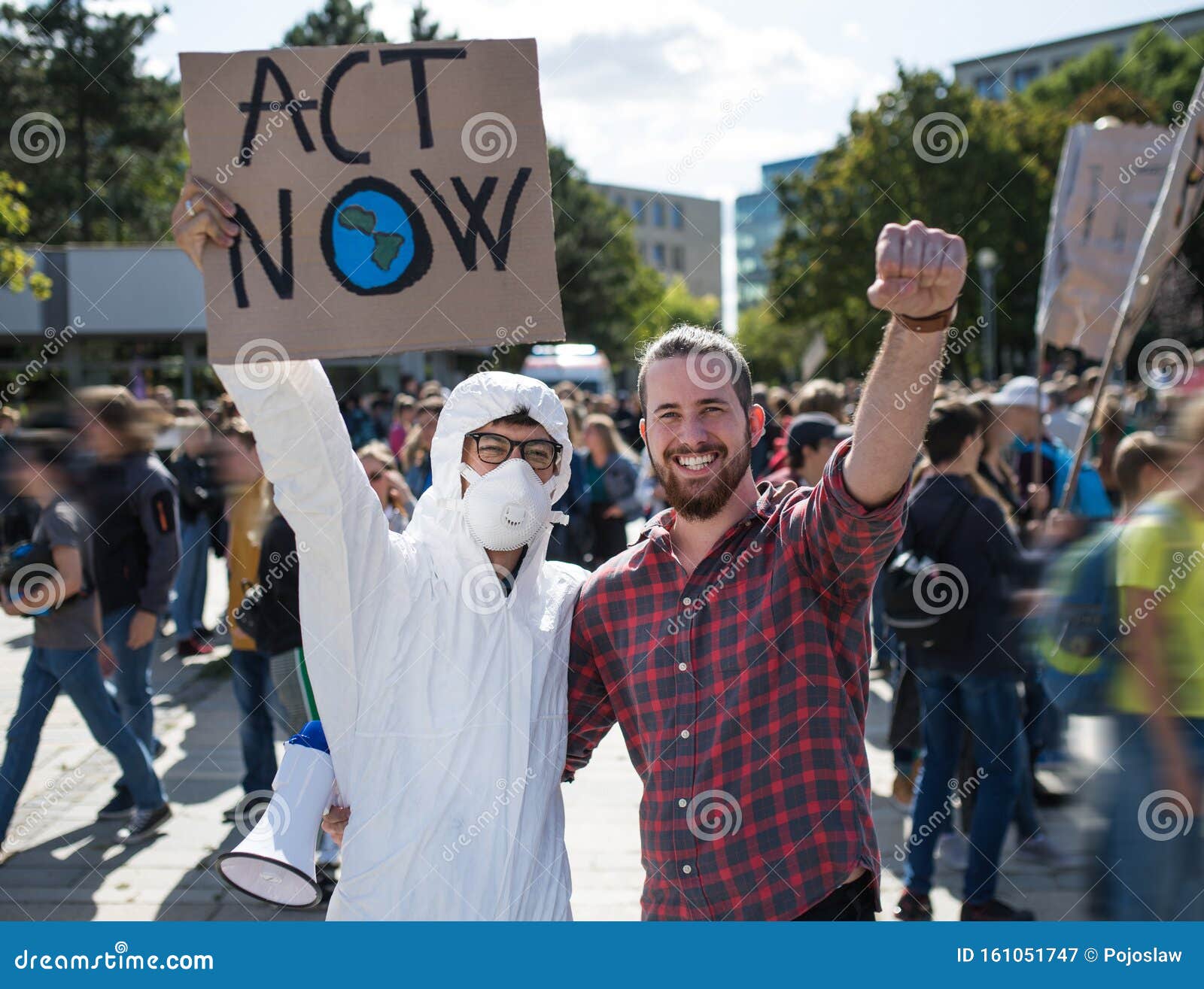 People with Placards and Protective Suit on Global Strike for Climate ...