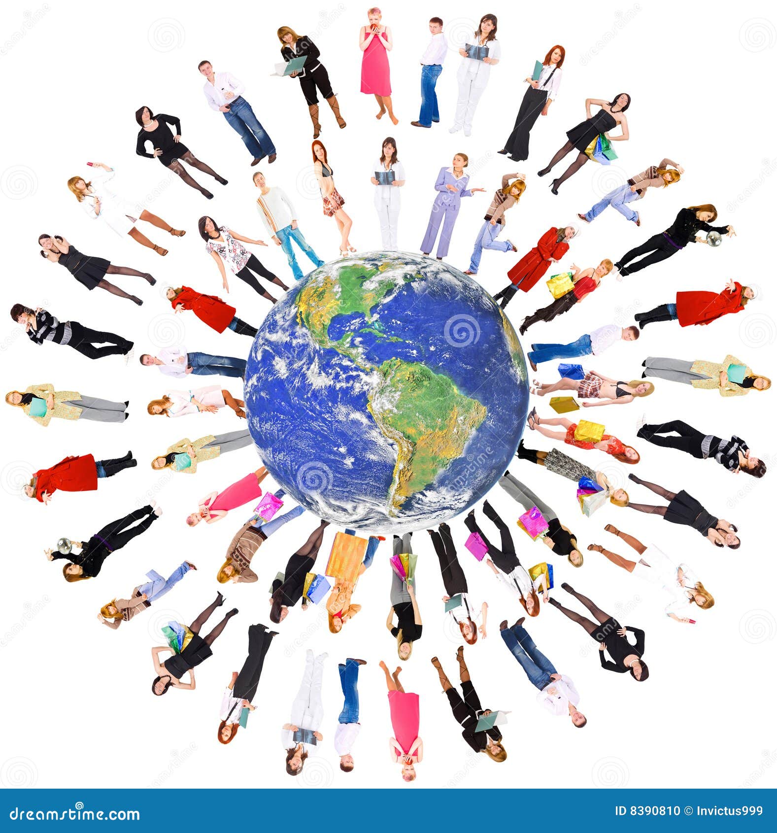 People on the planet earth stock photo. Image of company - 8390810