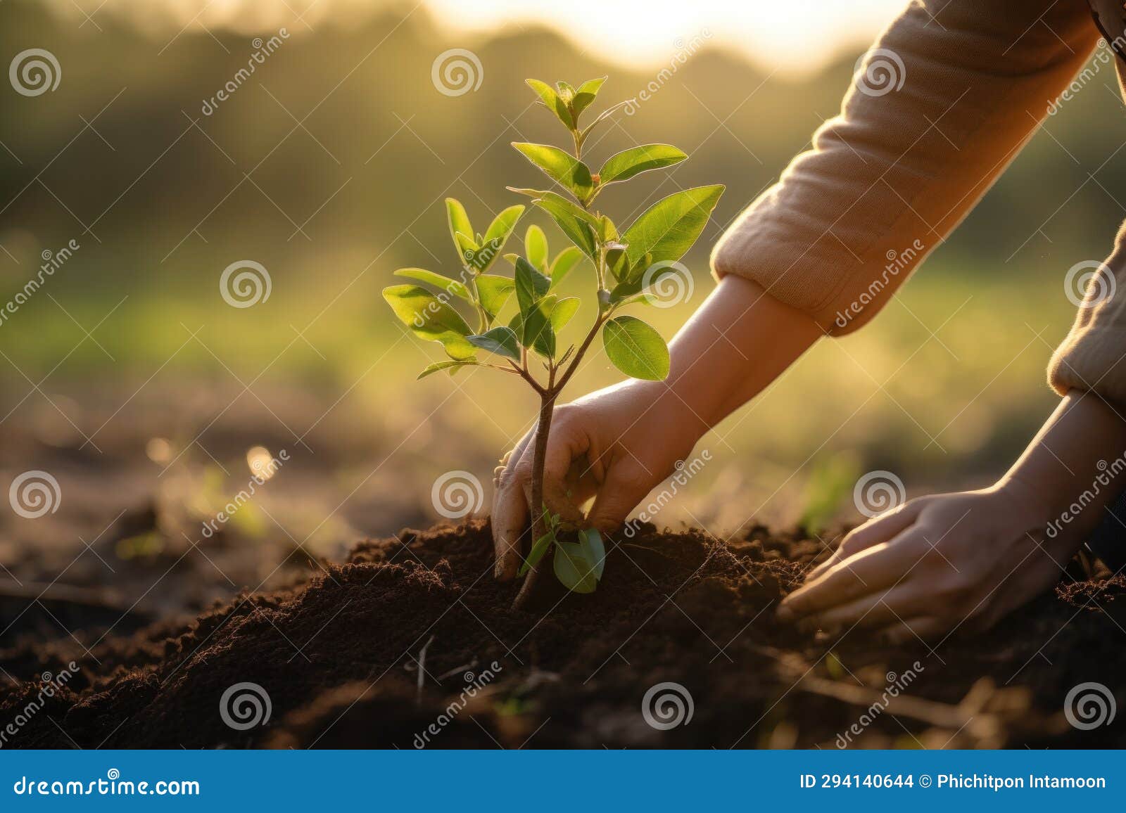 People Planting a Treee in the Forest. Generative AI Stock Photo ...