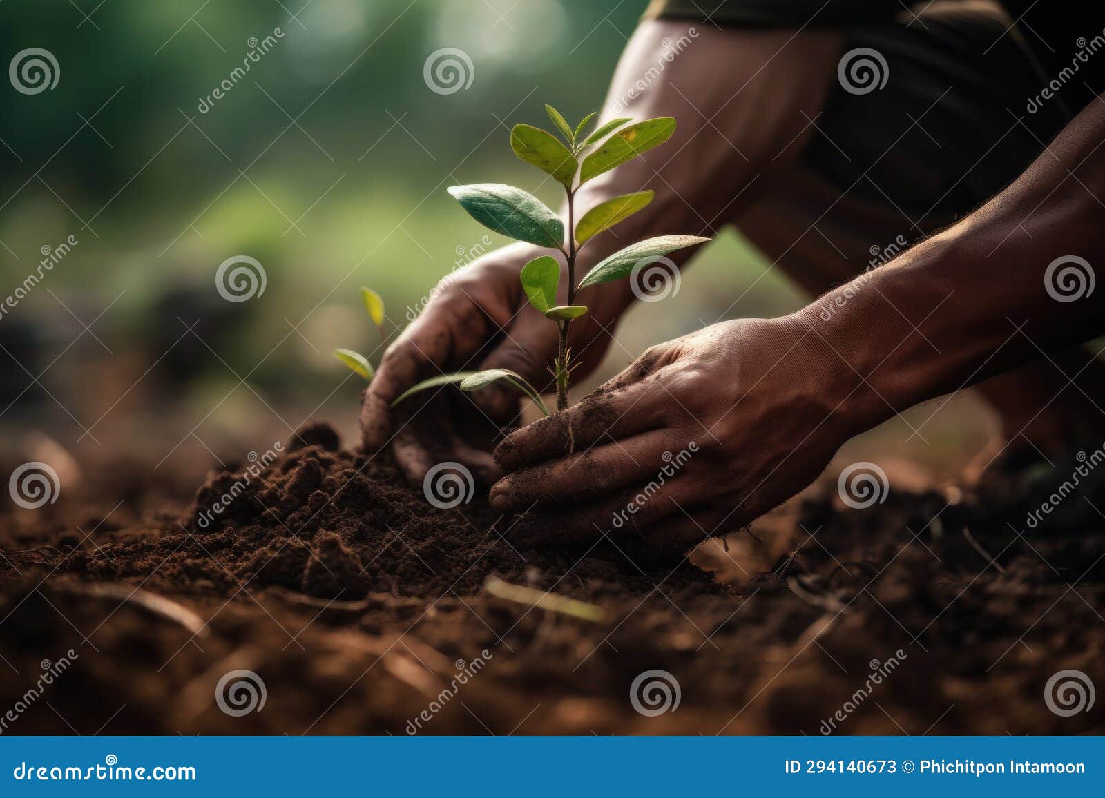 People Planting a Treee in the Forest. Generative AI Stock Image ...