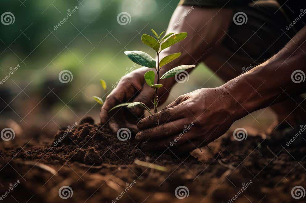 People Planting a Treee in the Forest. Generative AI Stock Image ...