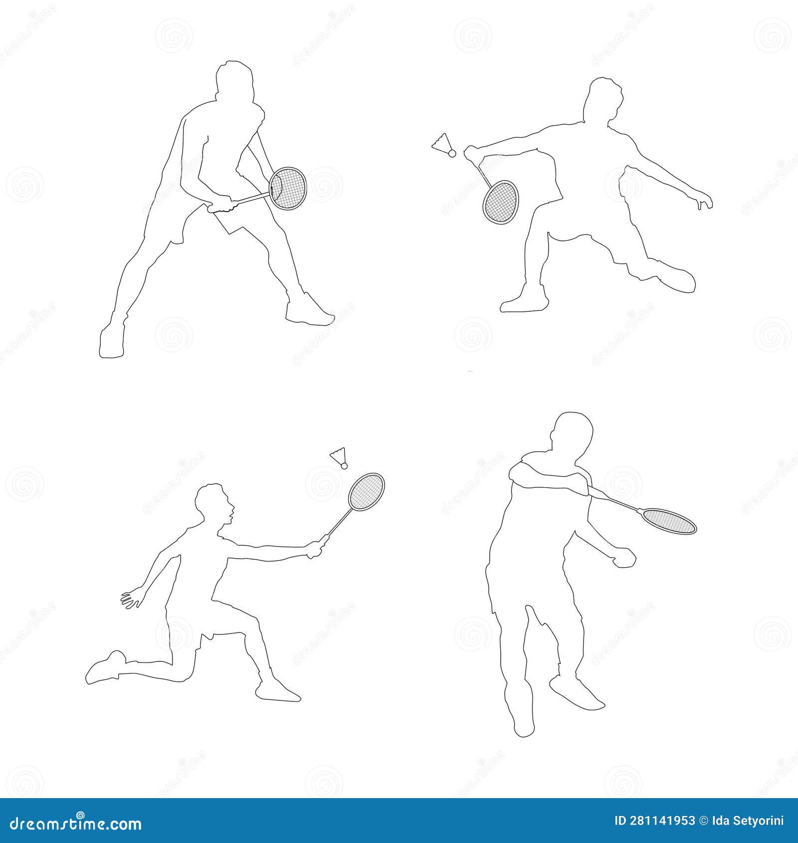 People are Playing Badminton Vector Stock Illustration - Illustration ...