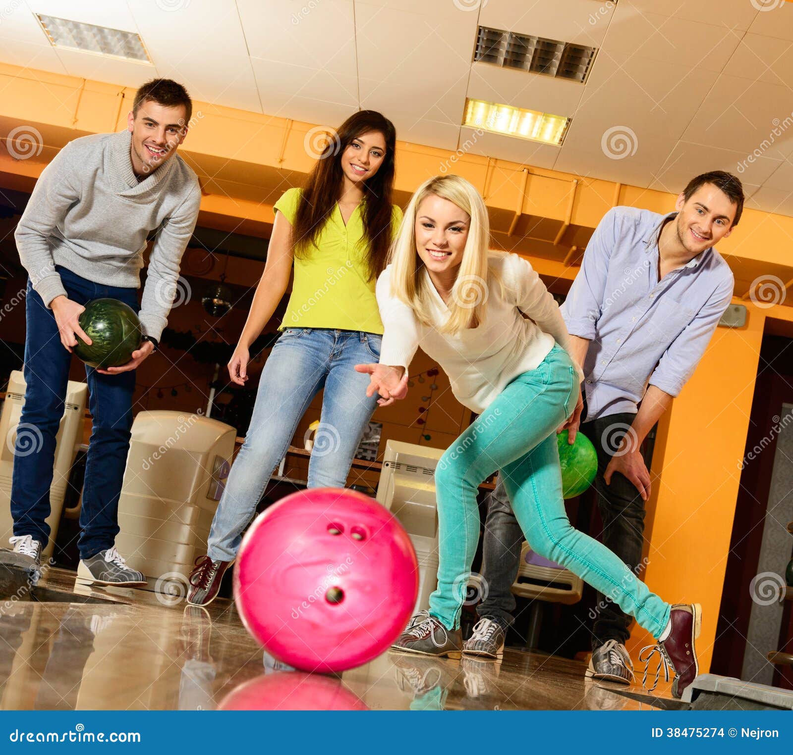 People playing bowling stock photo. Image of action, lane - 38475274
