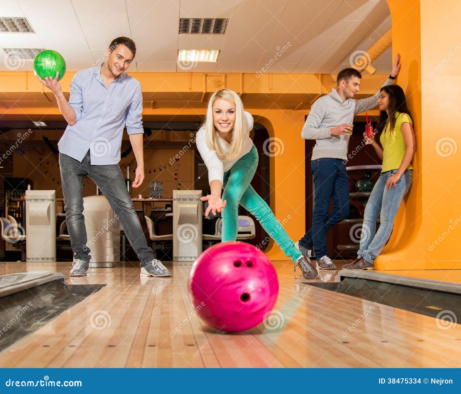 People playing bowling stock photo. Image of group, competition - 38475334