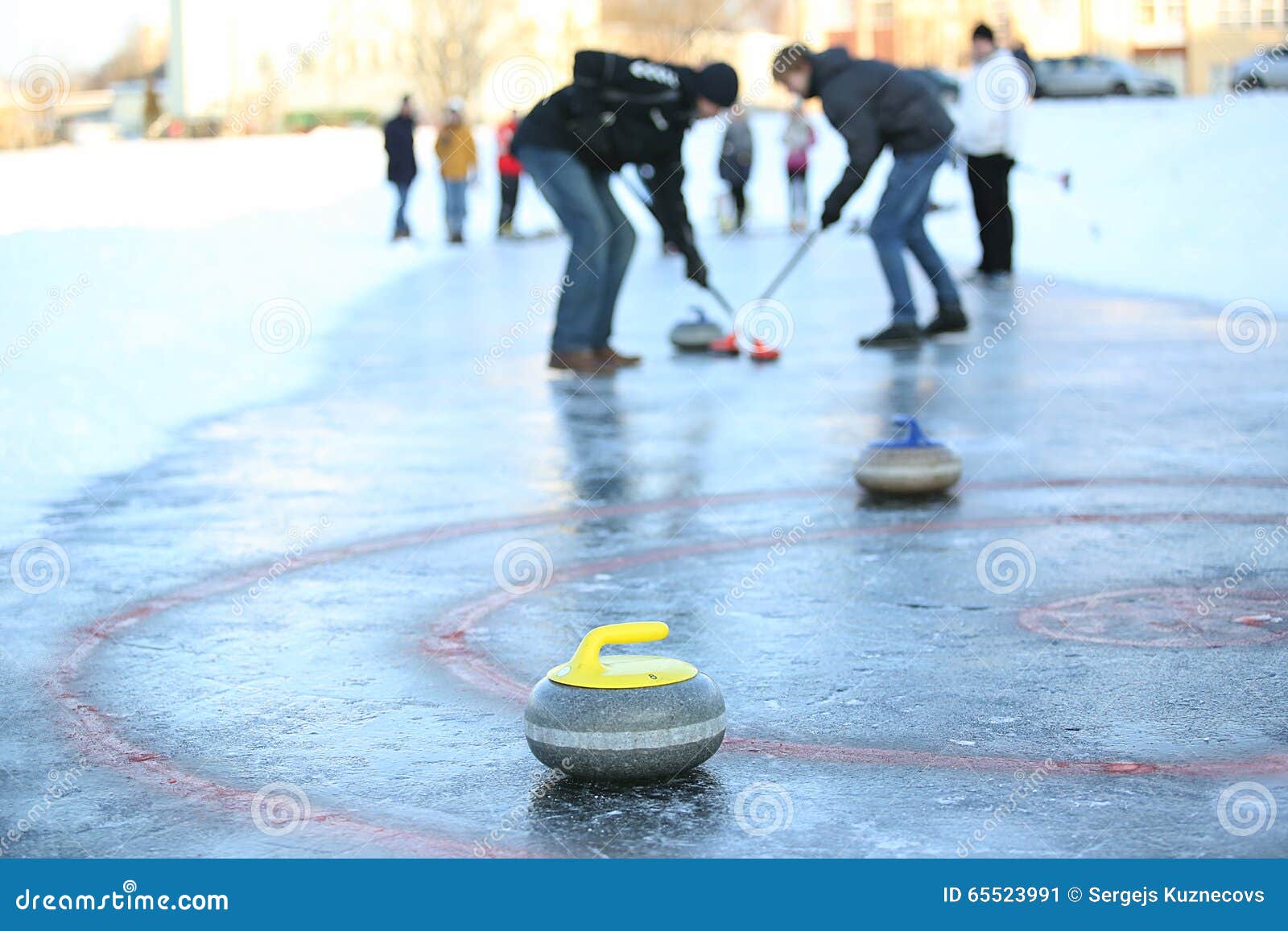 People playing in curling stock image. Image of rink - 65523991