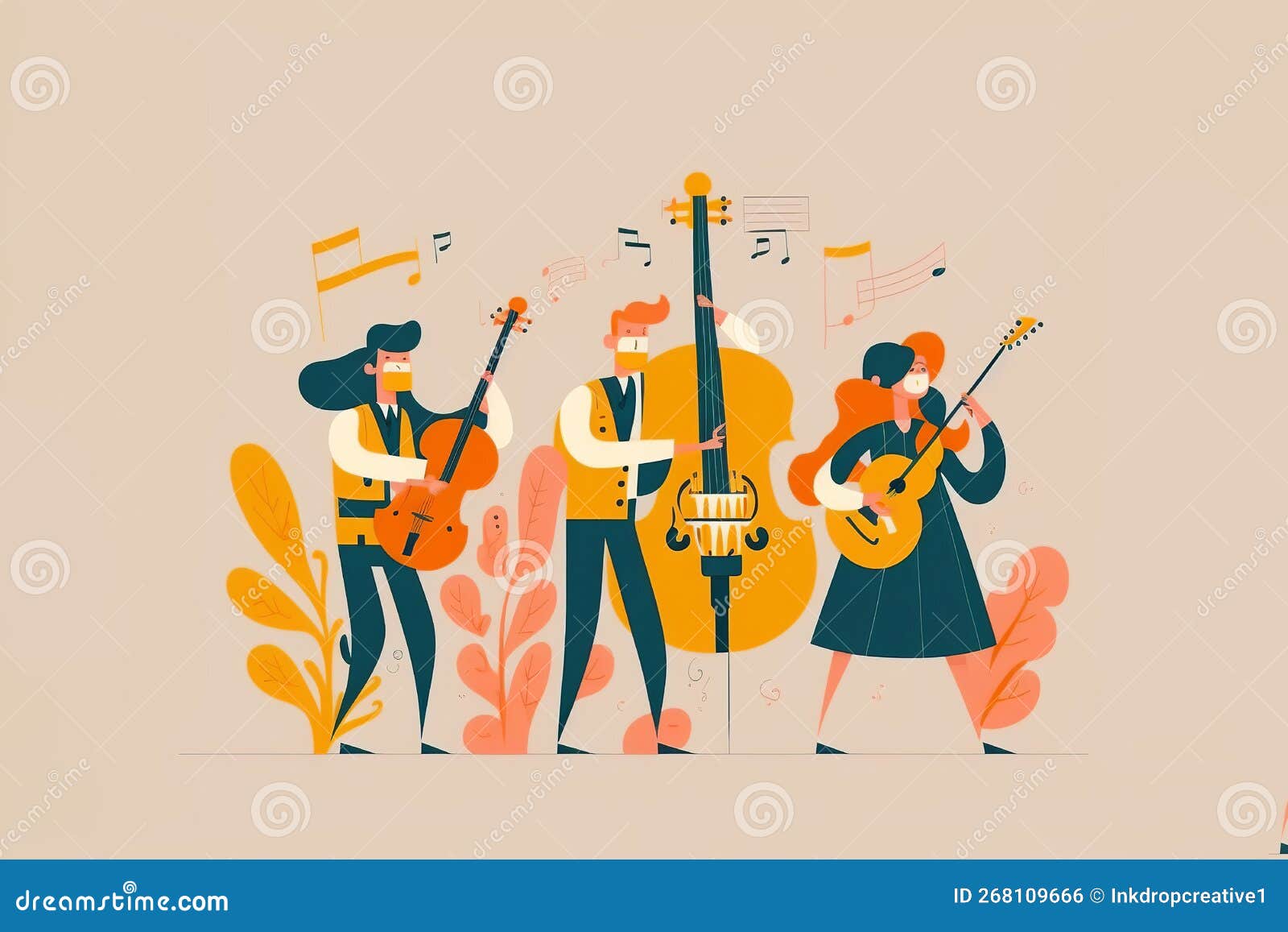 People Playing Musical Instruments Together. Band Performance Stock ...