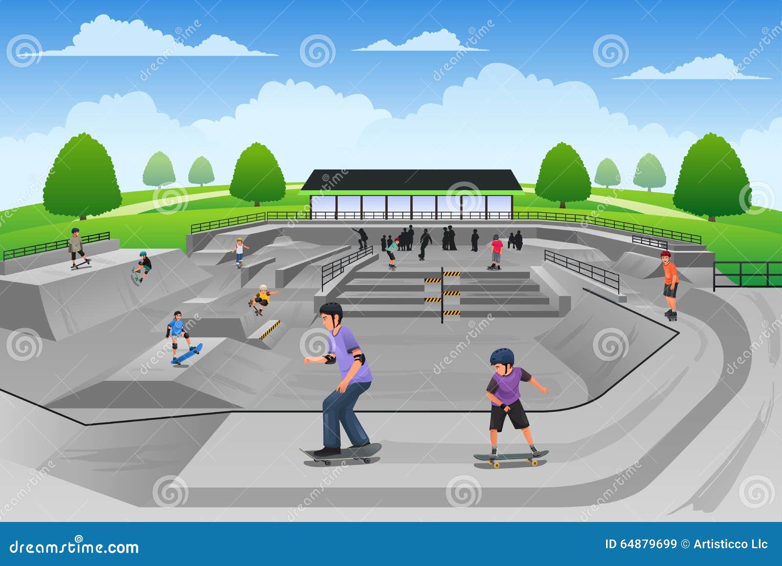 People Playing Skateboard stock vector. Illustration of clipart - 64879699