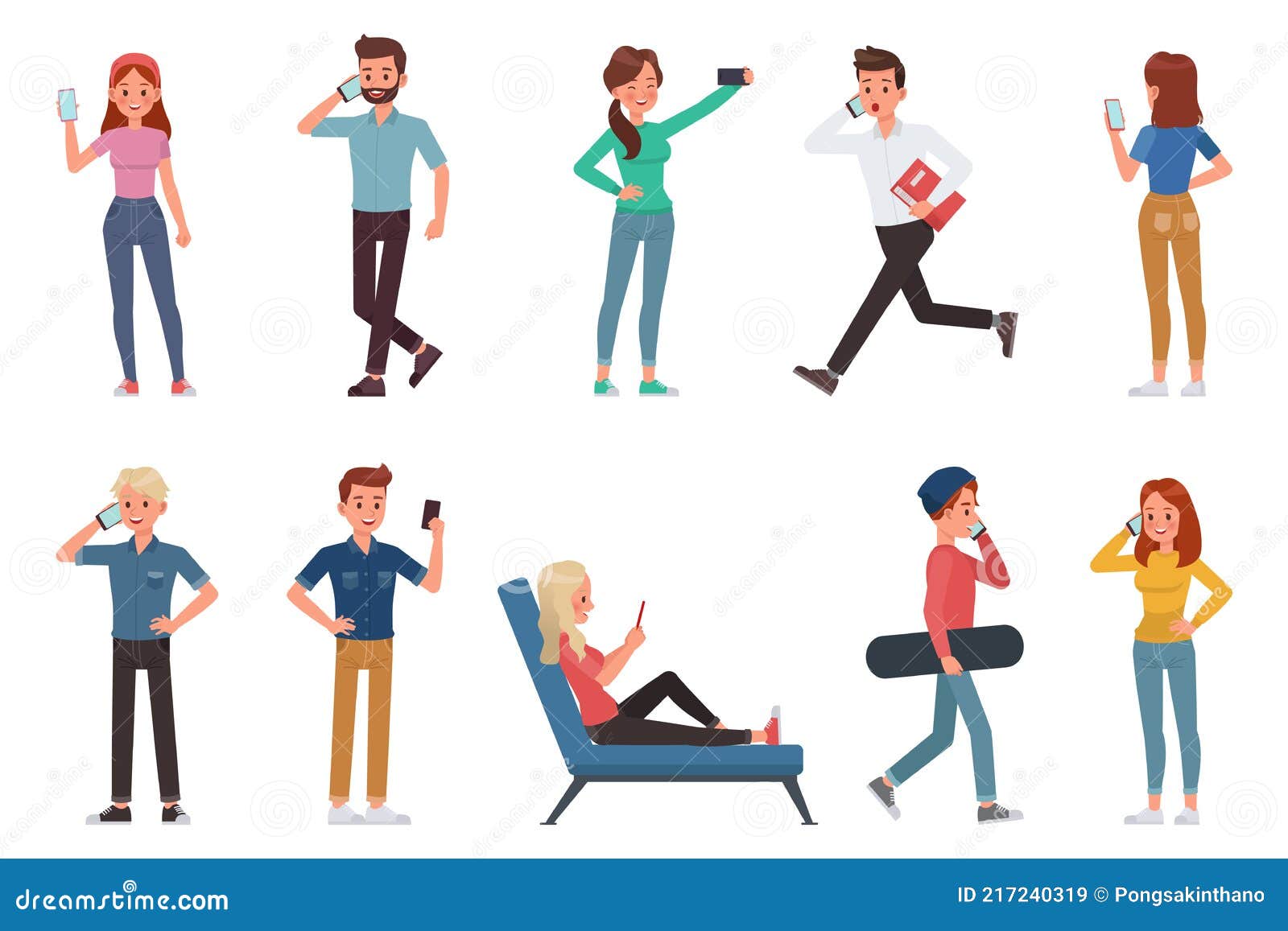 People Playing Smartphone Character Vector Design No13 Stock Vector ...