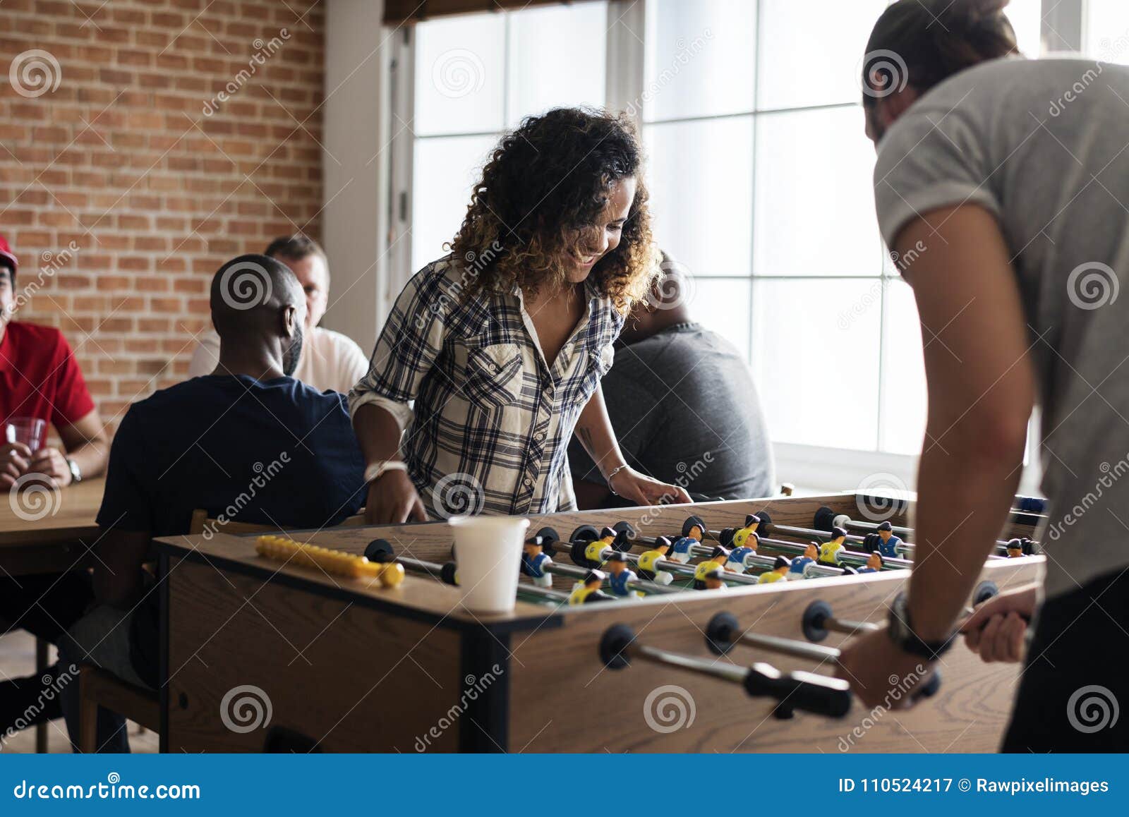 People Playing Table Football Diversity Stock Image - Image of kicker ...