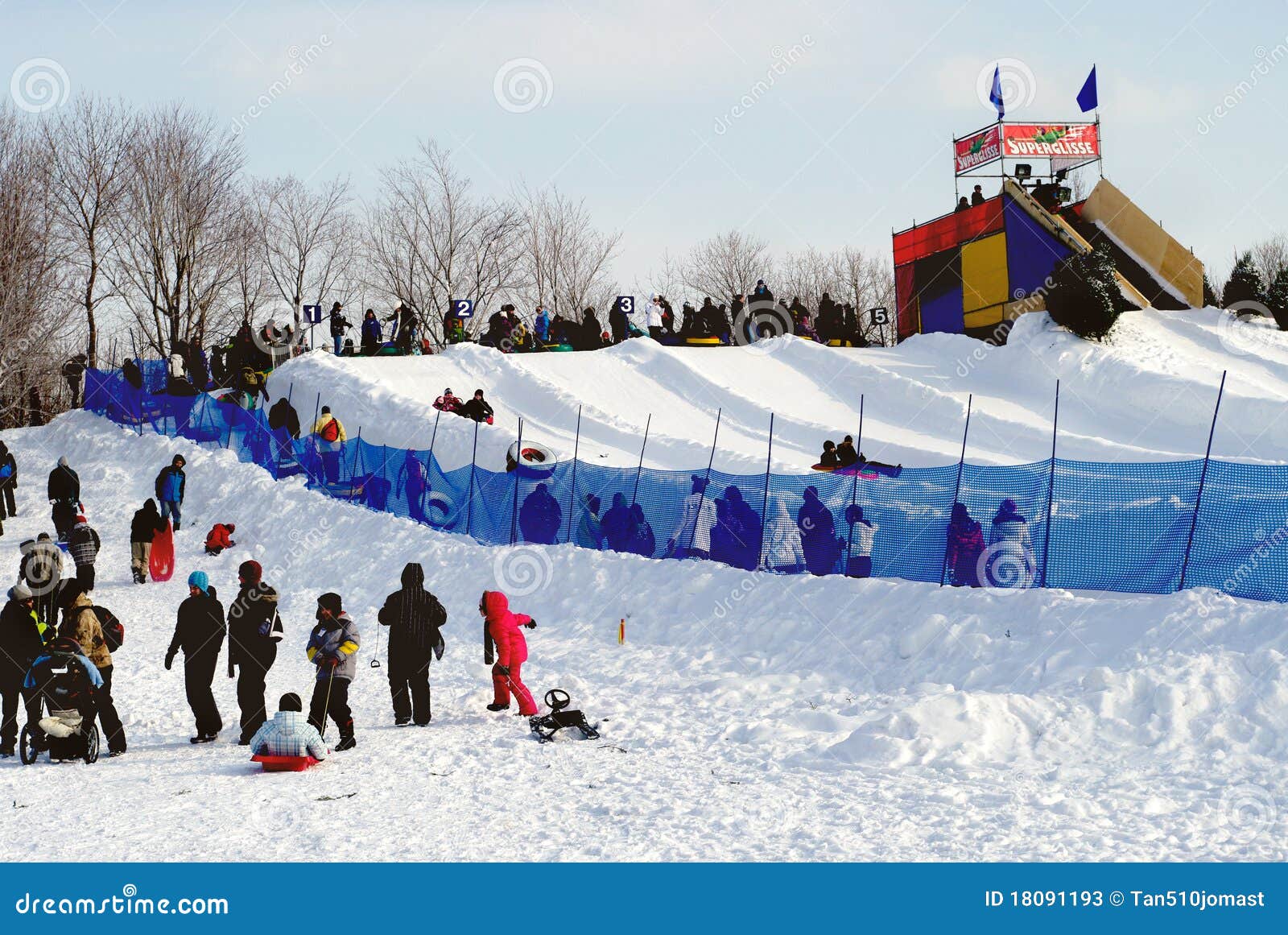Winter toboggan downhill editorial stock photo. Image of baldesneiges ...