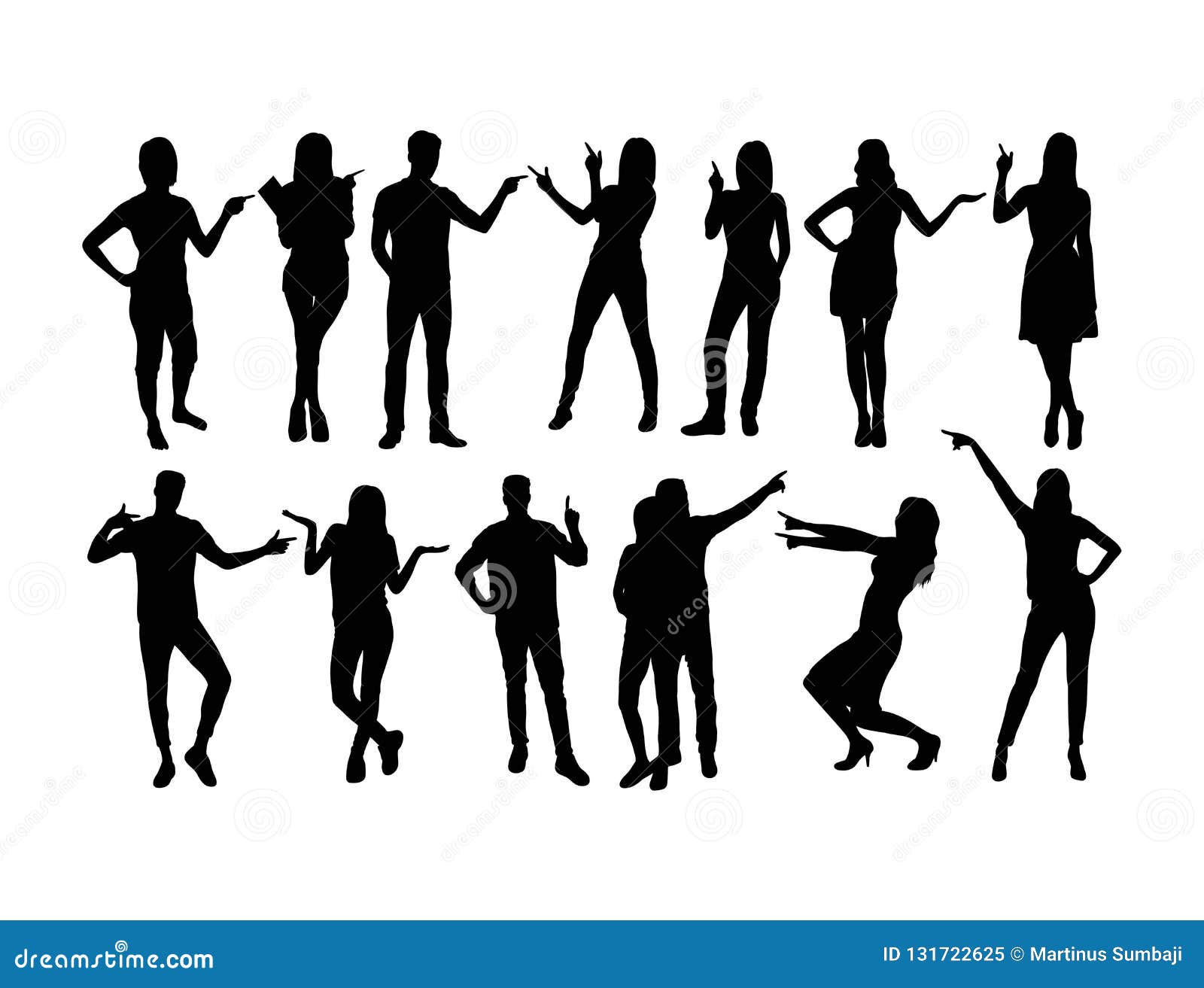 People Pointing Activity Silhouettes Stock Vector - Illustration of ...