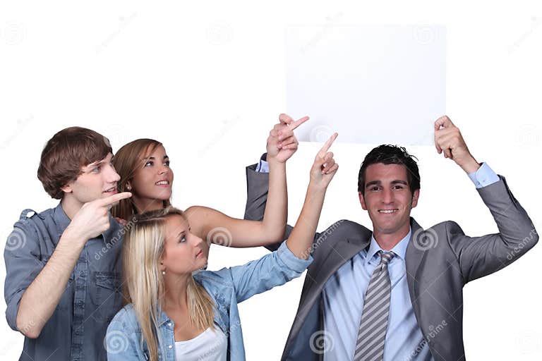 People pointing at sign stock photo. Image of landscape - 33283026