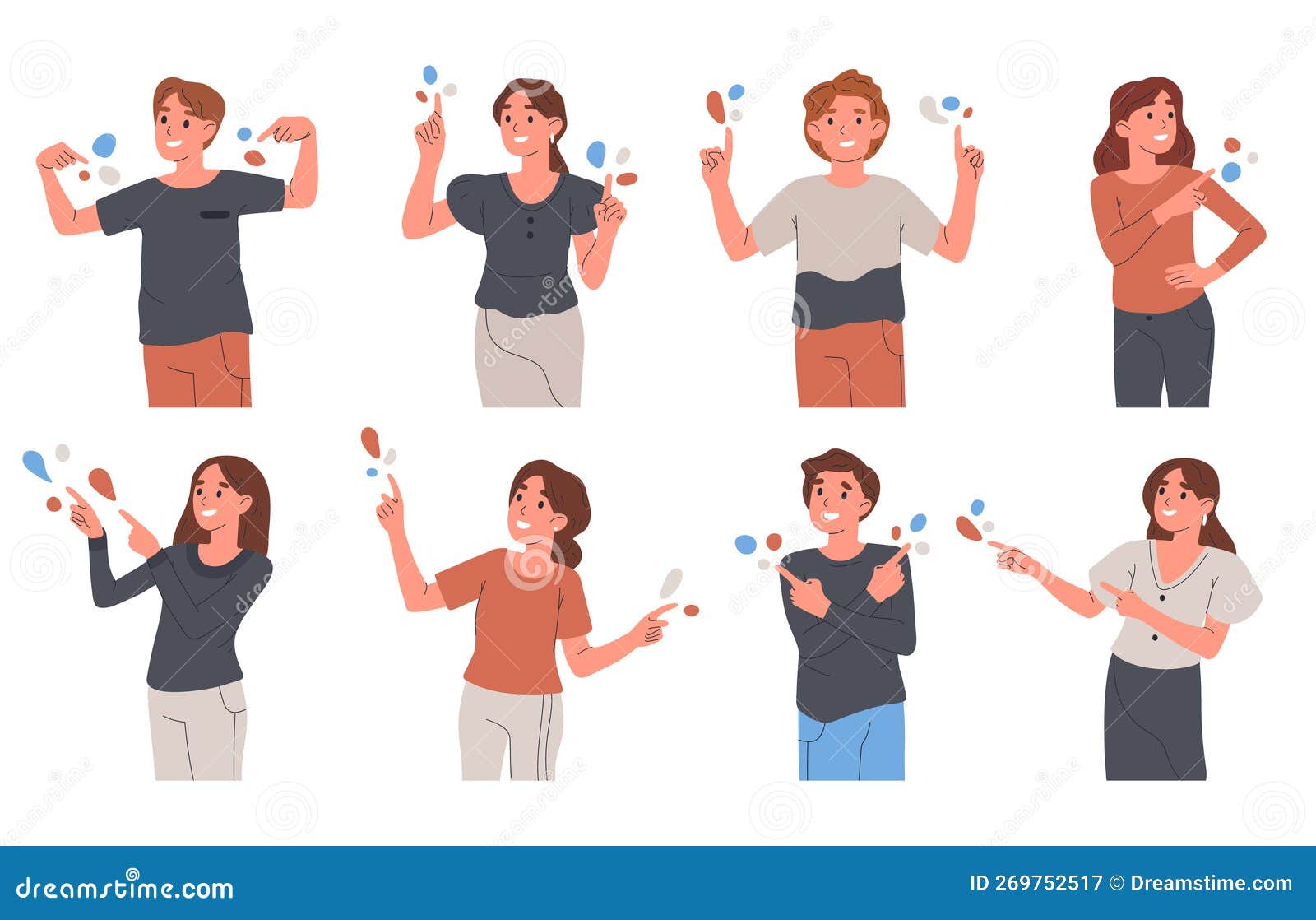 People Pointing To Something. Characters Indicating and Pointing with ...