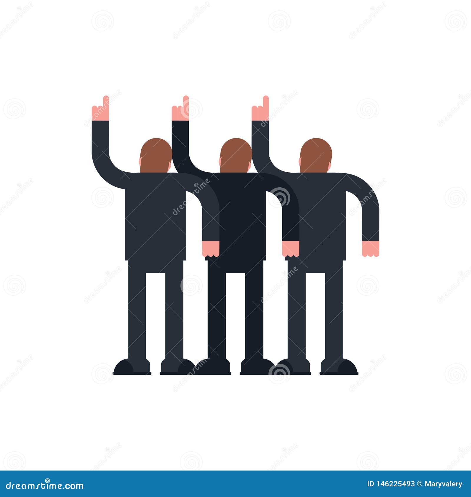 People Points Up Hand. Group of People Stand Back Stock Vector ...