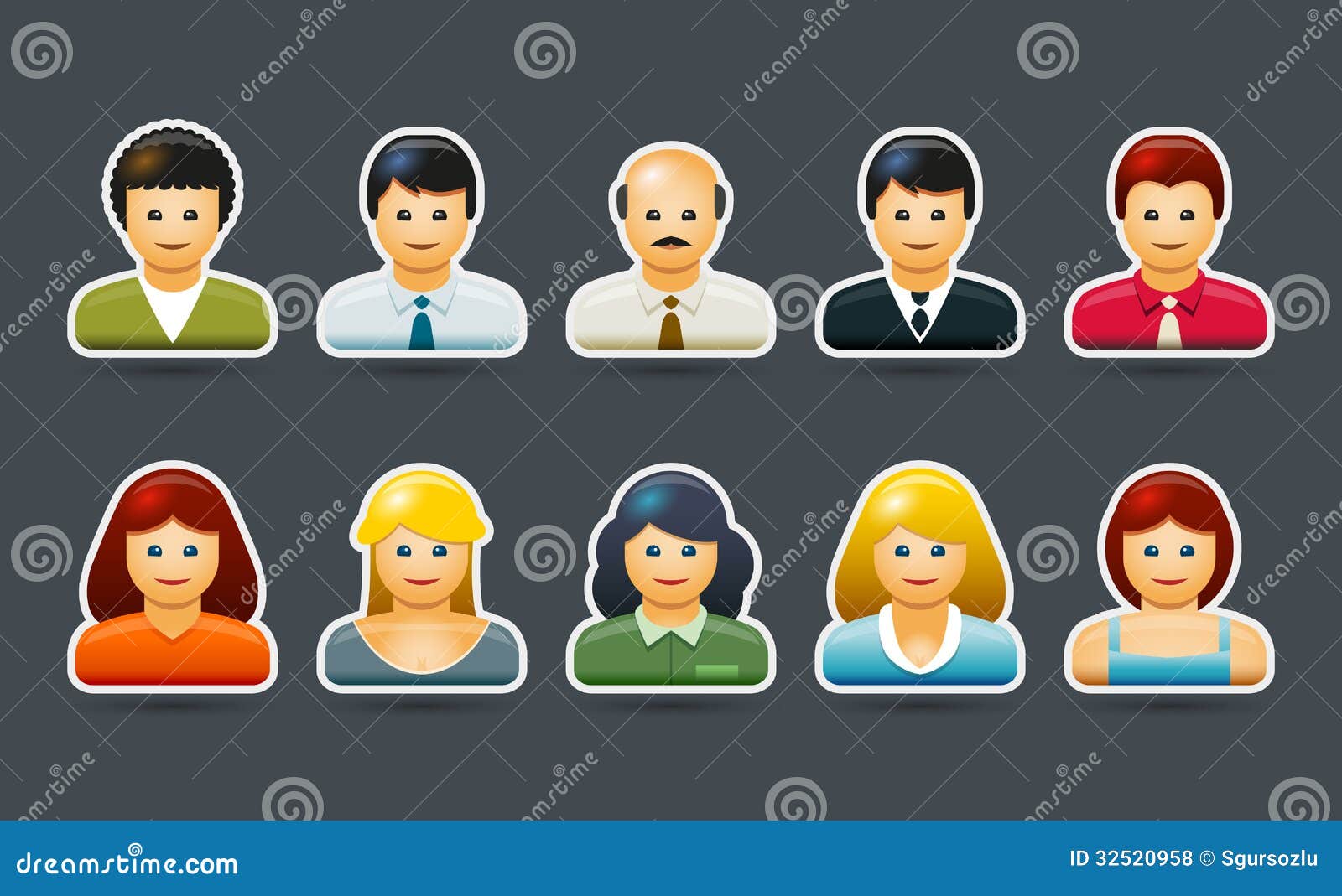 People portrait collection stock vector. Illustration of team - 32520958