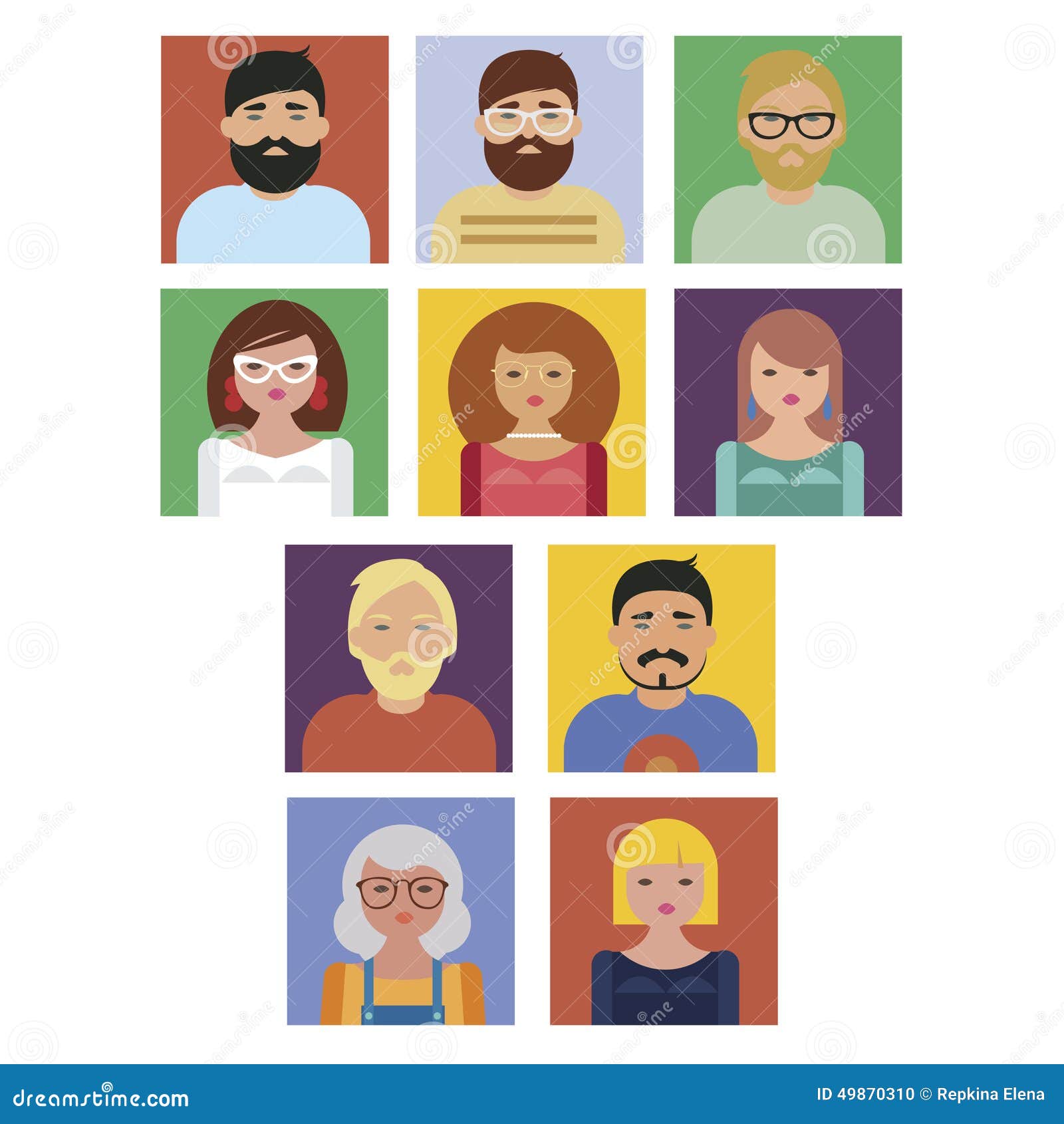 People Portraits Collection Vector Set | CartoonDealer.com #49870310