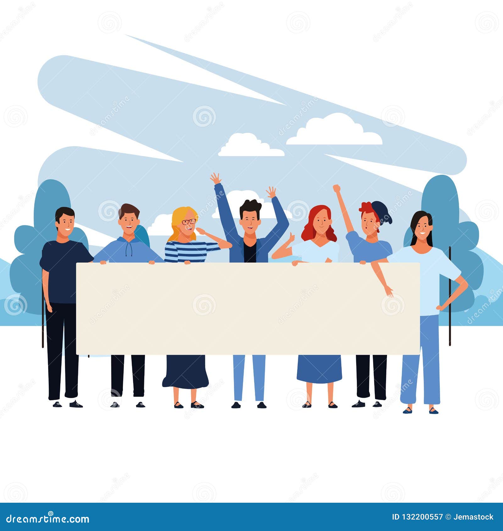 People with posters stock vector. Illustration of people - 132200557