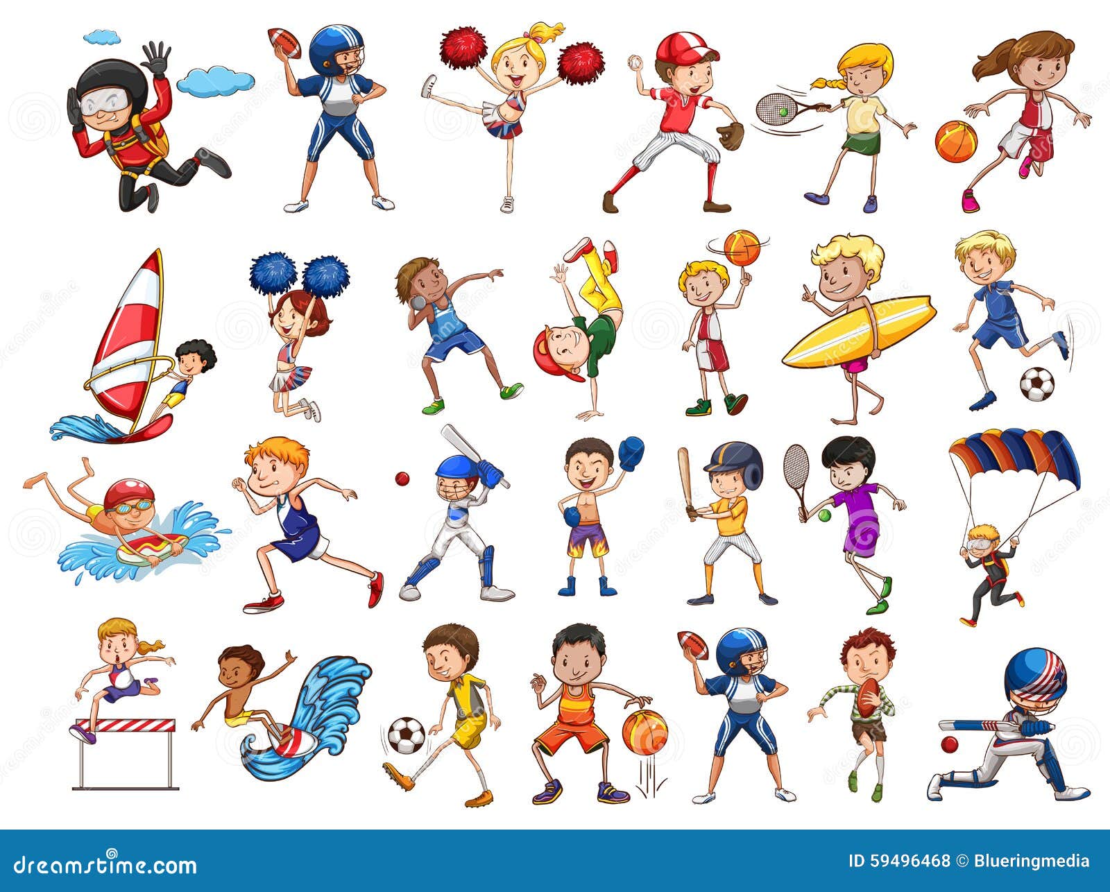 People Practicing Different Sports Stock Vector - Illustration of ...