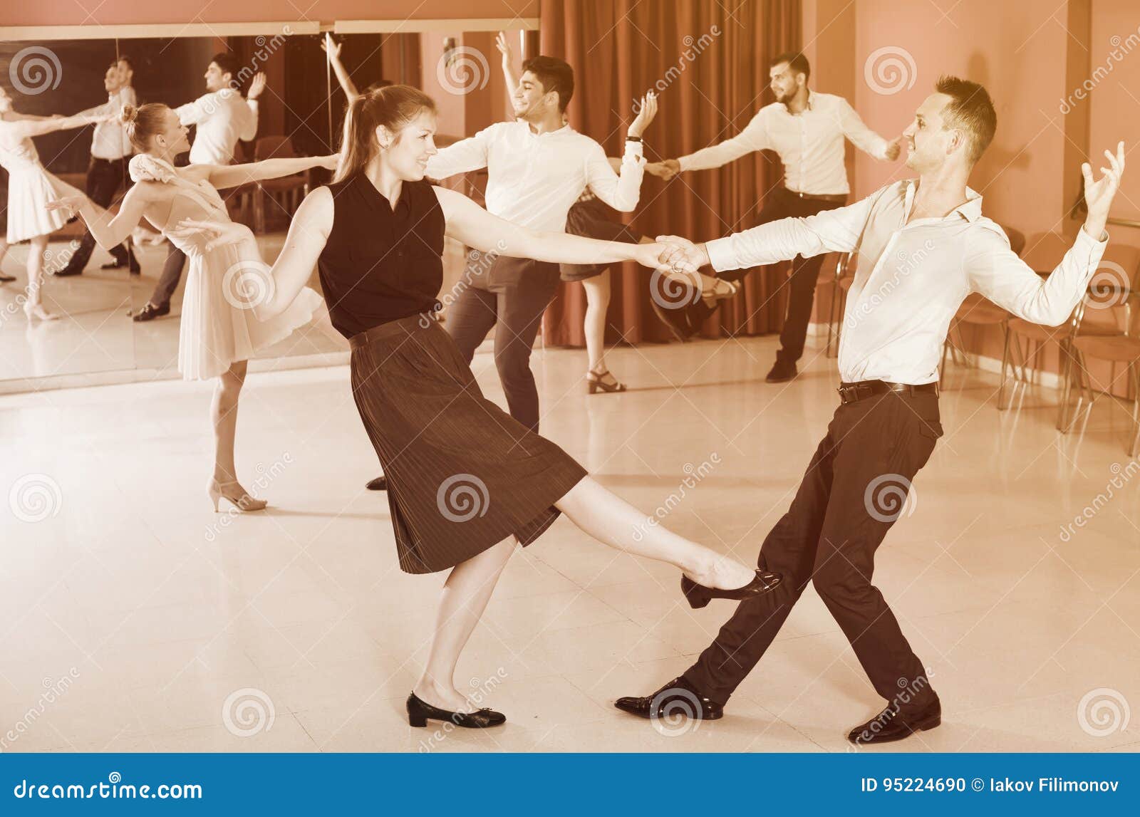 People Practicing Lindy Hop Movements Stock Photo - Image of group ...