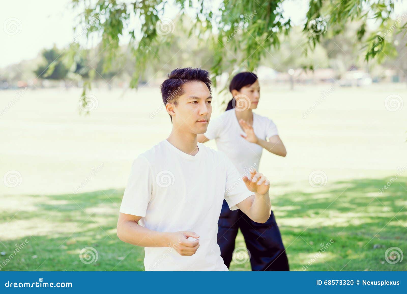 People Practicing Thai Chi in Park Stock Photo - Image of mental ...
