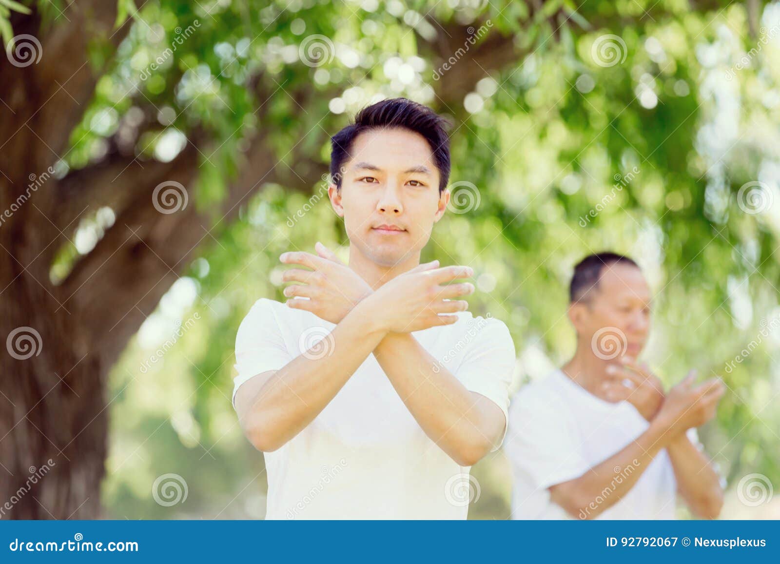 People Practicing Thai Chi in Park Stock Image - Image of pose, peace ...
