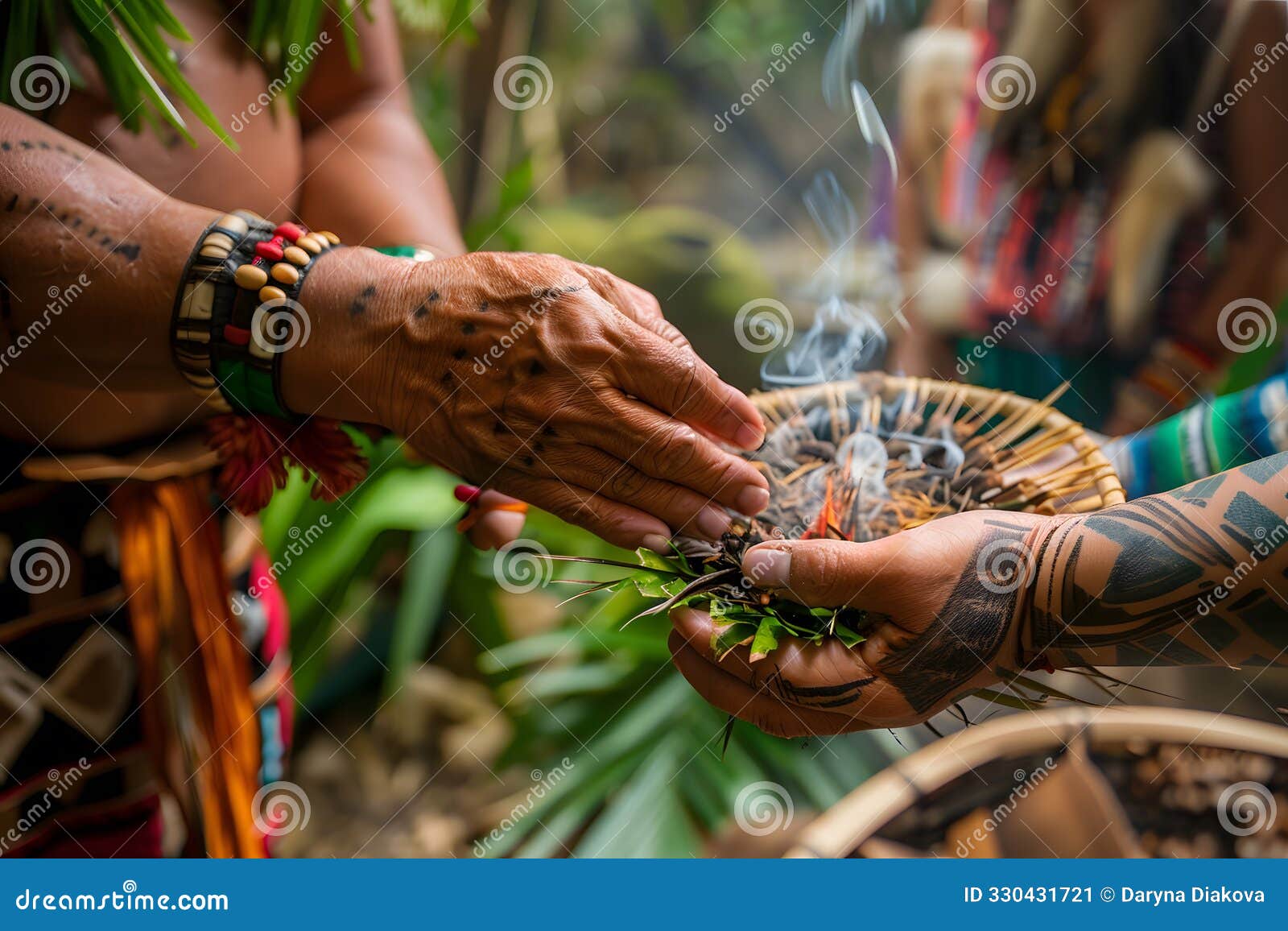 People Practicing Traditional Healing. Meditation Session Stock ...