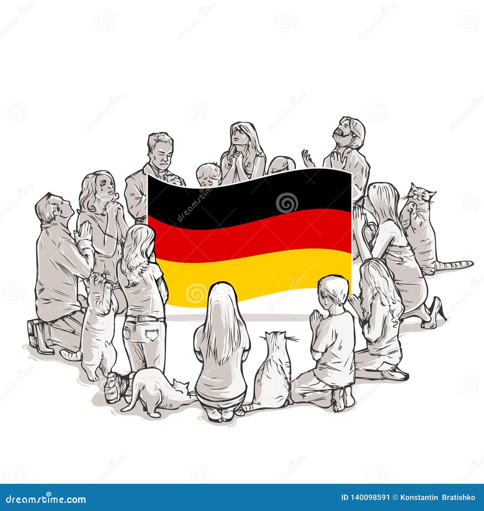 People pray for Germany stock illustration. Illustration of banner ...