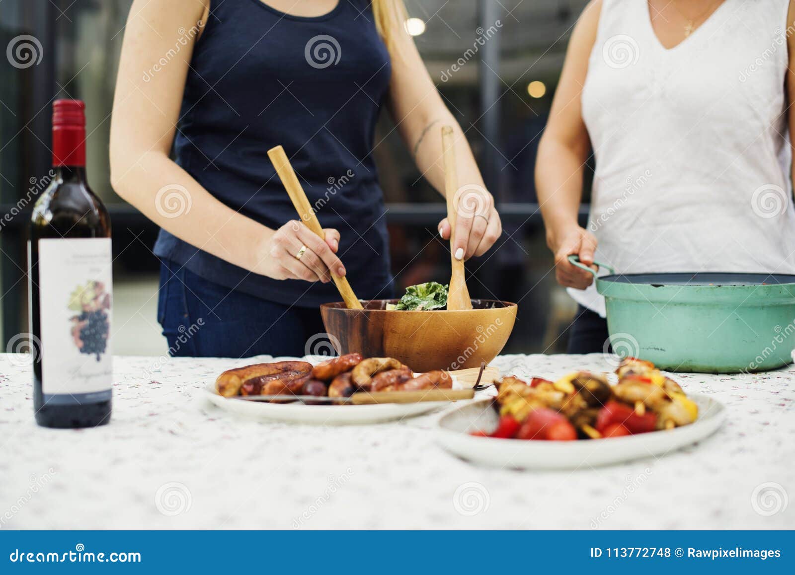 People Preparing Food for Party Stock Photo - Image of people, food ...
