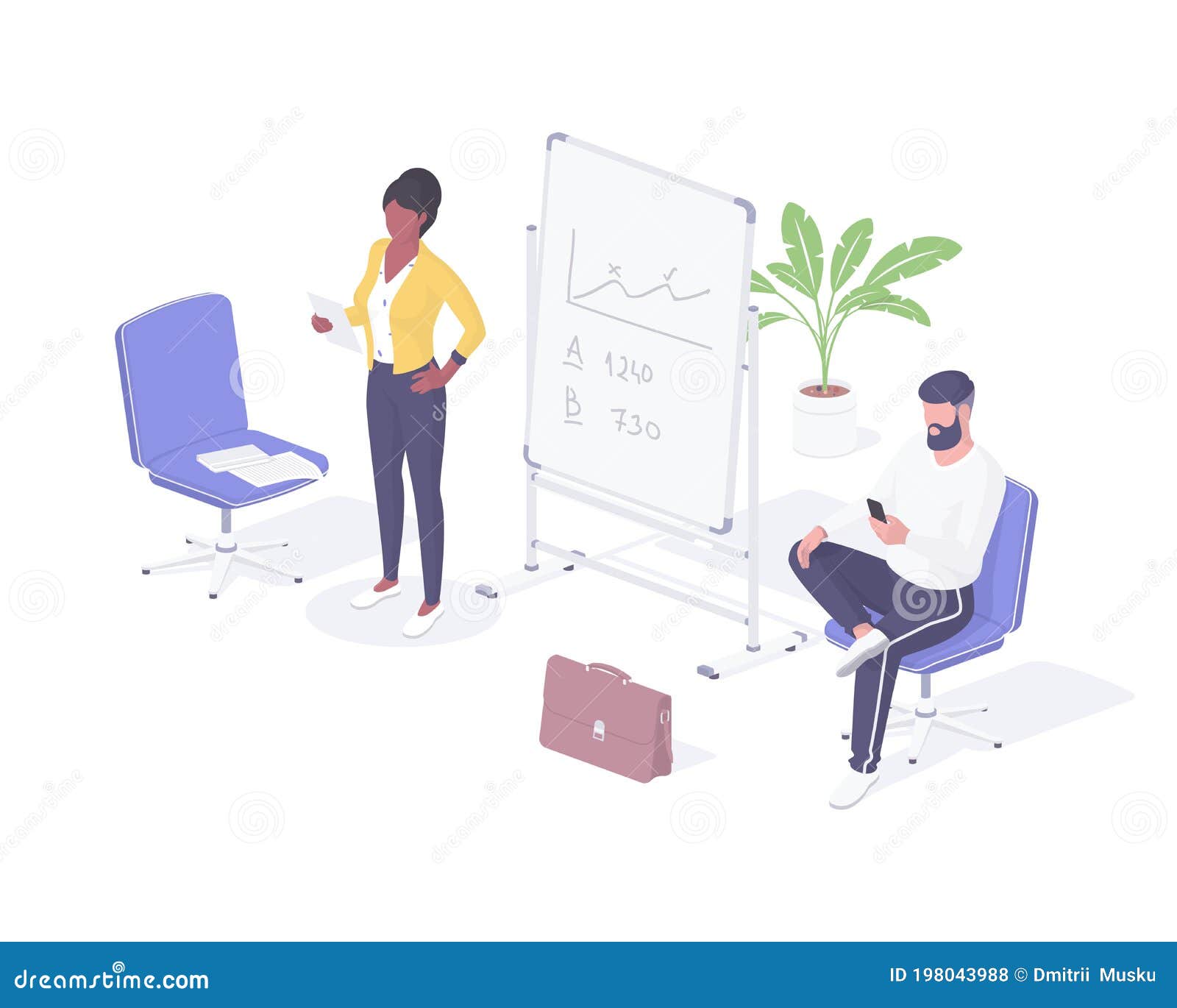 People Preparing for Job Interview Isometric Illustration. Female ... People Preparing for Job Interview Isometric Illustration. Female ...