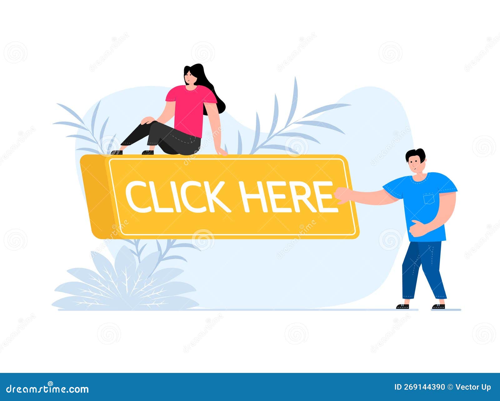 People Press Button with Text Click Here. Click Button for App and Web ...